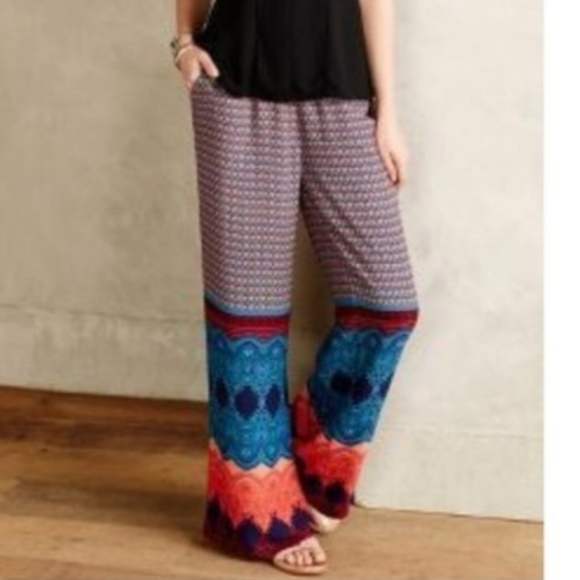Anthropologie | Pants & Jumpsuits | Anthropologie Wide Leg Graphic ...